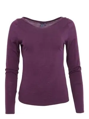 LORDS OF HARLECH Carly Merino Long Sleeve Crewneck Shirt - Purple