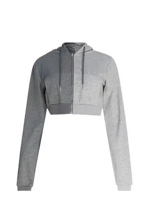 CIRCULAR PATH Two Tone Crop Hoodie - Grey