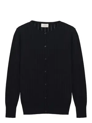 PERALUNA Celine Openwork Knit Cardigan - Black