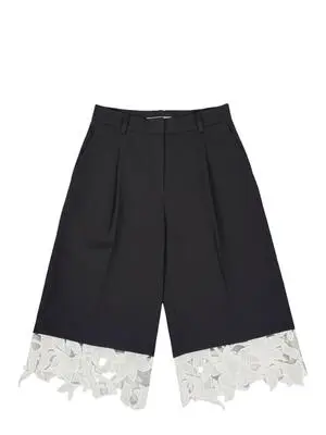 LONDON ATELIER BYPRODUCT Tailored Culottes With Floral Lace Appliqu - Black