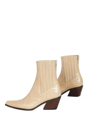 Intentionally Blank Hillary Croc Heeled Boots - Black