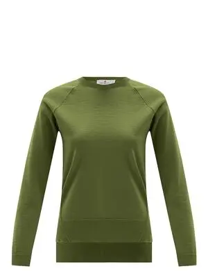 PERALUNA Asymmetric Fine Pullover With Slit Detail - Green
