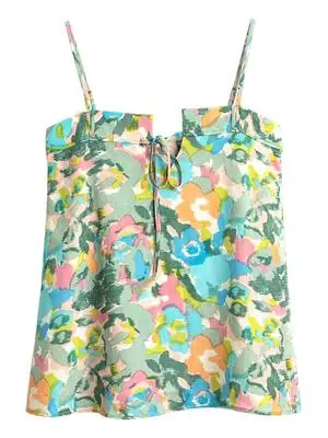 STOVARIA Printed Crepe Silk Camisole - Green