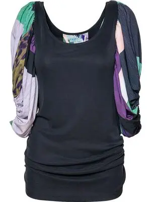 ARTISTA Ivy Printed Sleeve Long Top - Black