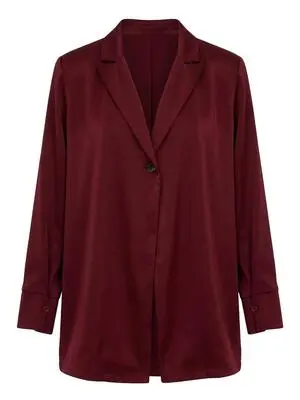 ASHITA FERNANDES Poly Satin Relaxed-fit Blazer Shirt - Red