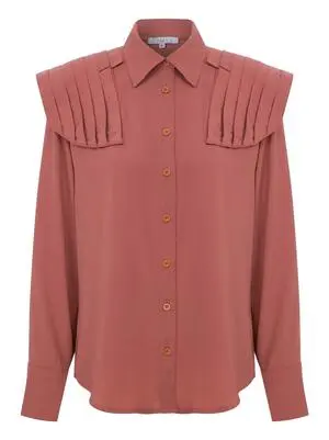 MAAN ISTANBUL Oversized Silk Shirt With Padded Shoulders - Red