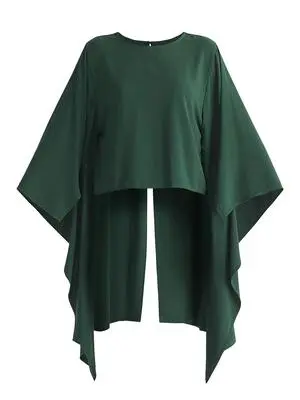 PAISIE Round Neck Cape Top - Green