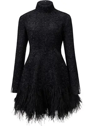 RUE AGTHONIS Inkling" Dress With Feather Embellishment - Black