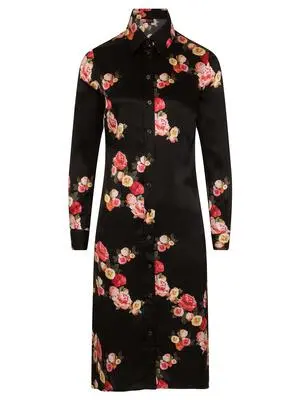 SOPHIE CAMERON DAVIES Peony Silk Midi Dress - Black