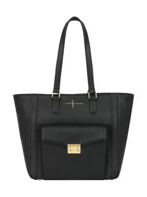 LUIS STEVEN Classic Pebble Tote With Front Pocket - Black