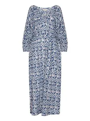 NOLOGO-CHIC Printed Cotton Kaftan With Sash Belt - Blue