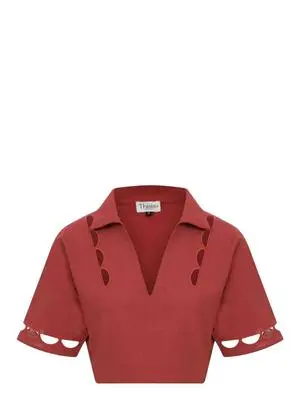 THISISU COLLECTION Cropped Linen-blend Shirt - Red