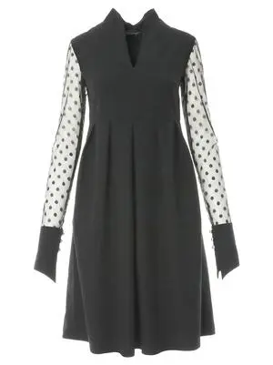 LARISA DRAGNA Mellisa Dress With Waist Pleats And Kimono Collar - Black