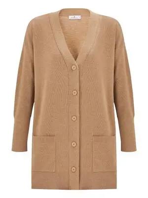 PERALUNA Nicola V-Neck Long Knit Cardigan