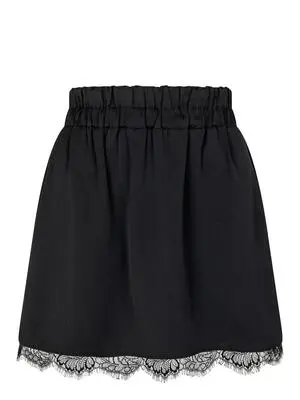 LANGNER Lace Trim Satin Mini Skirt - Black