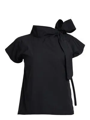 BIANCA POPP Halves Taffeta Blouse With Shoulder Ribbon - Black