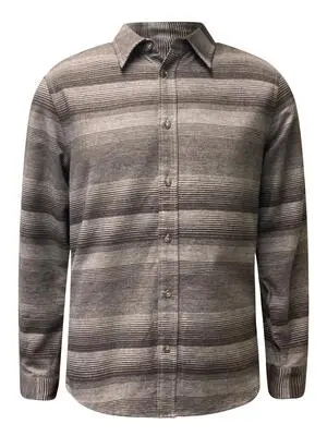 VUSTRA Grey / Brown Shasta Stripe Button-down Light Flannel Shirt - Grey/brown