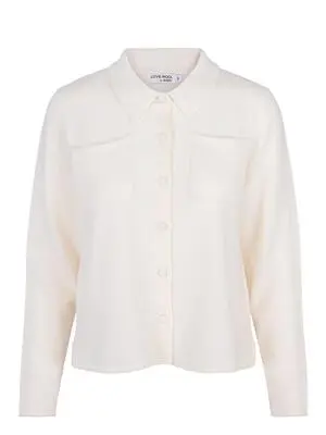 TIRILLM Nadine Cardigan With Collar And Pockets - White