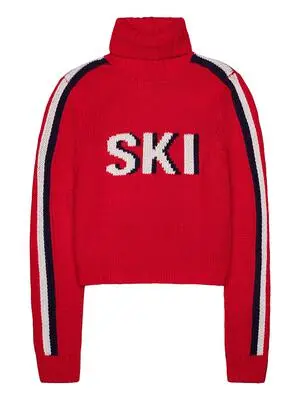 ELLSWORTH + IVEY Ribbed Jade Turtleneck Cropped Sweater - Red