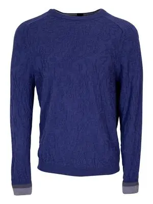 LORDS OF HARLECH Jacquard Paisley Merino Blend Sweater - Blue/grey