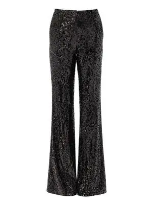 EXQUISE Sequin Embellished Wide Leg Pants - Black