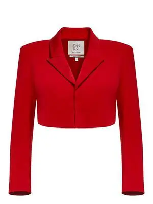 MAISON SEL Cropped Woven Jacket - Red