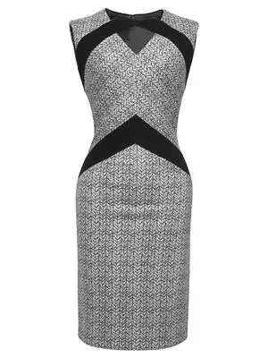 SMART AND JOY Tailored Printed Suede Dress - Grey