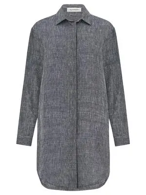 THE SUMMER EDIT Luxe Linen Shirt Dress - Blue