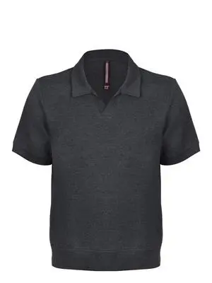 DAVID WEJ Enzo Cotton V-neck Polo Charcoal - Grey