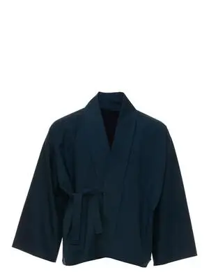 MOE Reversible Wool Wrap Jacket - Blue