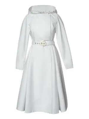 RAINSISTERS Water-resistant Belted Trench Coat - White