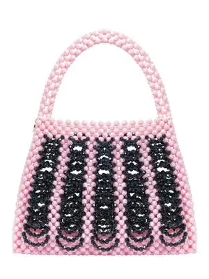 TILLIE BEADS Beaded Handheld Bag - Black/pink