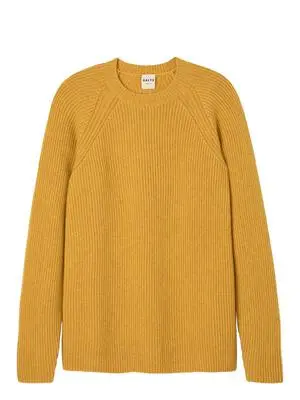 SALTS CASHMERE Fisherman’s Rib Crew Neck Sweater - Gold