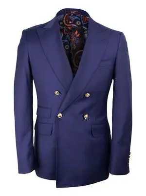 DAVID WEJ Aldo Double Breasted Peak Lapel Blazer – Navy - Blue