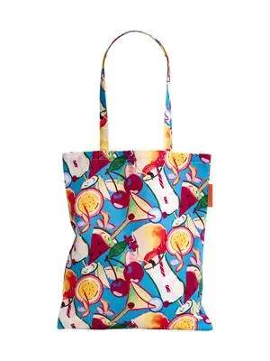 LOST PATTERN Printed Cotton Tote Bag Blue