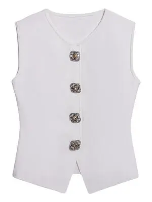 NOCTURNE Embellished Knit Top - White