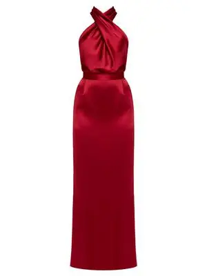 UNDRESS Aliur Long Open Back Evening Gown - Red