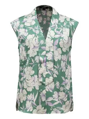SMART AND JOY Sleeveless Floral Print Blouse - Green