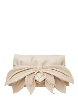 JULIA ALLERT Neutrals Petal Faux Leather Evening Clutch Bag - Beige/black