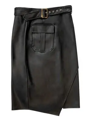 CIRCULAR PATH Vegan Leather Cargo Skirt - Black
