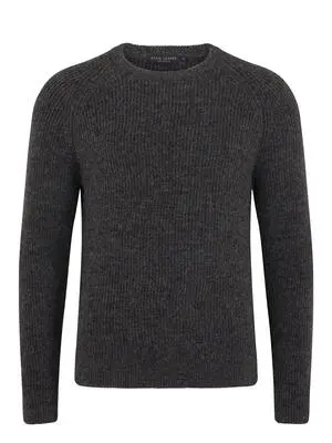PAUL JAMES KNITWEAR Sheepsoft British Wool Byron Fisherman Rib Knit Jumper - Grey