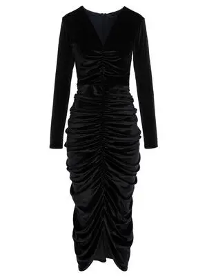 CONCEPT A TROIS Velvet Midi Dress With Pleats