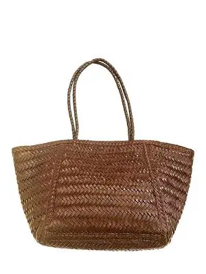 Pink Haley Handwoven Leather Tote - Brown