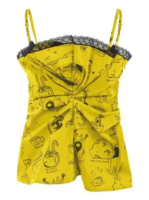 SEROTONINN Printed Corset With Lace Trim
