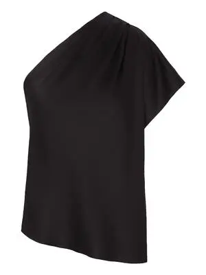 THE SUMMER EDIT Silk One-shoulder Top - Black