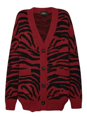 SVETA MILANO Georgia Merino Wool Cardigan - Black/red