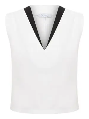 MAAN ISTANBUL Deep V-neck Sleeveless Blouse - White