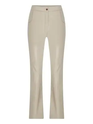 NAZLI CEREN Tora Vegan Leather Straight Leg Trousers - Grey