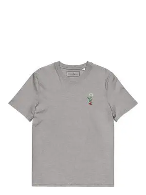 ANCHOR & CREW Heather Daisy Garden Dystopia Organic Cotton Embroidered T-shirt - Grey