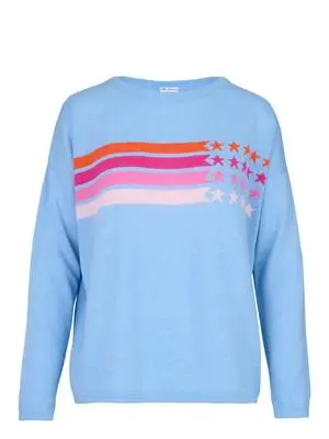 AT LAST... Striped And Star Knit Sweater - Blue